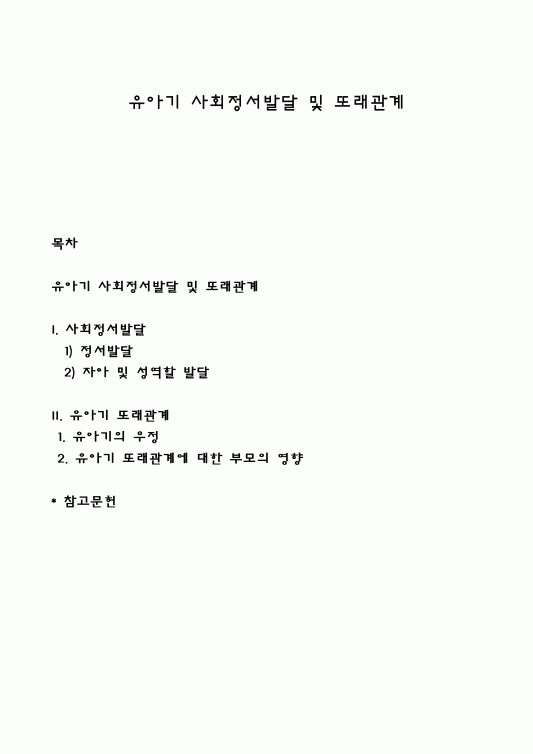 유아기 사회정서발달 및 또래관계