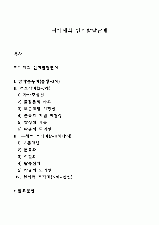 [사범/법학] 피아제의 인지발달단계