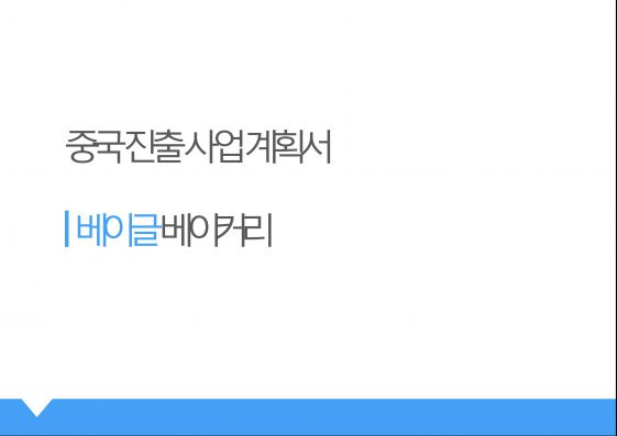 베이글 베이커리 중국 진출 사업 계획서