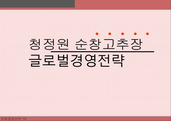 청정원 순창고추장 글로벌경영전략