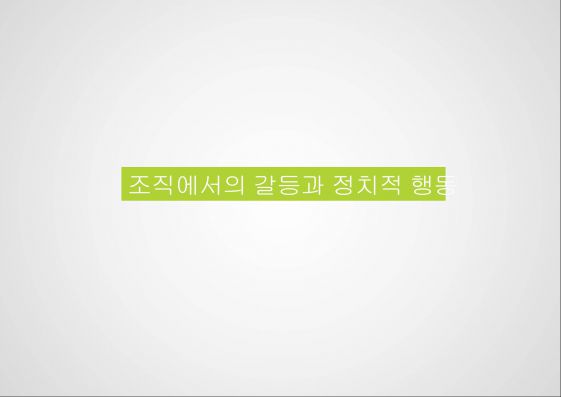 조직에서의 갈등과 정치적 행동