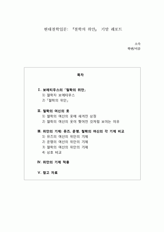 철학의 위안 기말 보고서