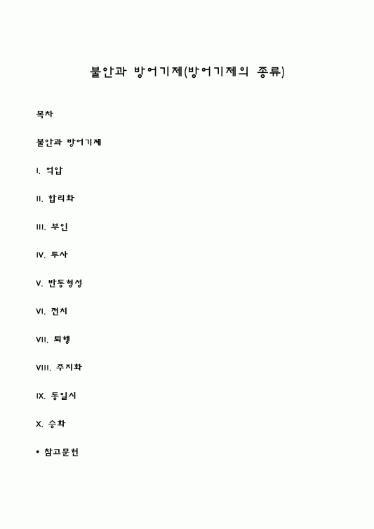 불안과 방어기제(방어기제의 종류)