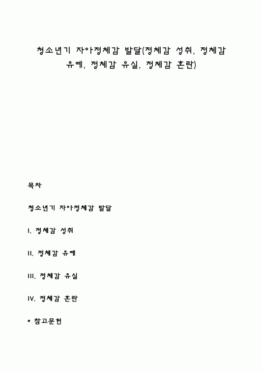 청소년기 자아정체감 발달(정체감 성취 정체감 유예 정체감 유실 정체감 혼란)