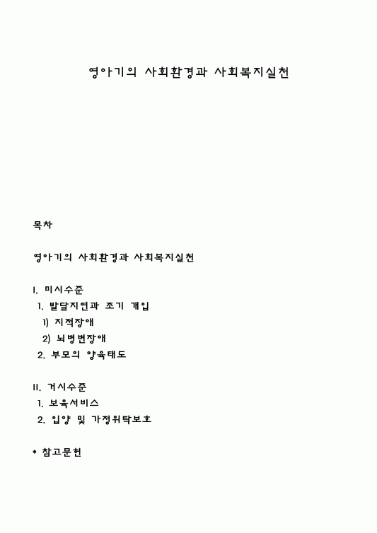 영아기의 사회환경과 사회복지실천