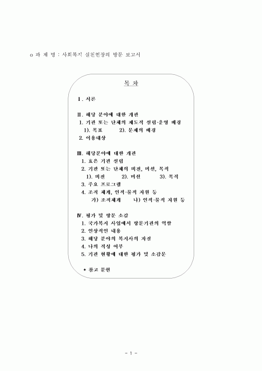 사회복지 실천현장의 방문 보고서 - 효은 노인요양원
