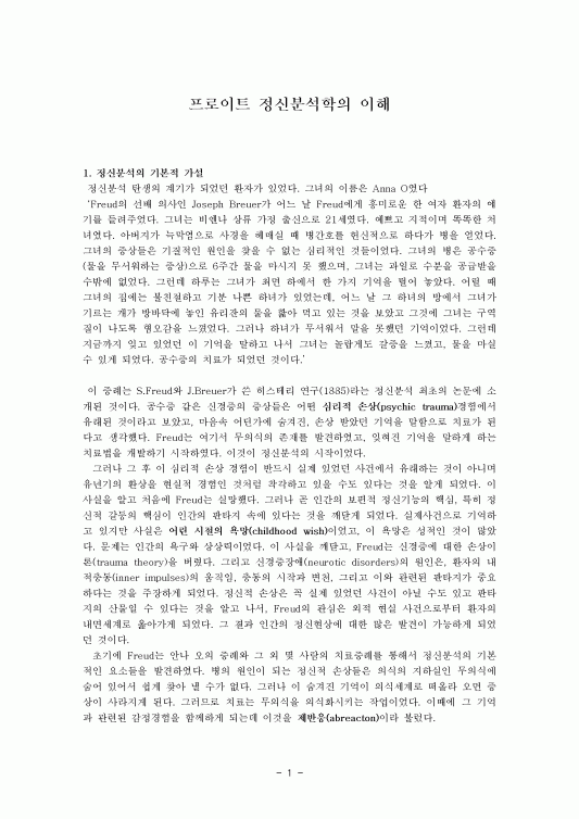 프로이트 정신분석학의 이해