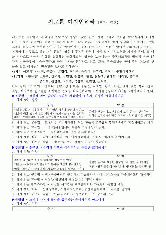 진로를 디자인하라 - 독후감