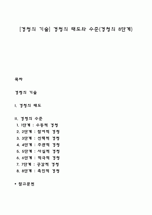 [경청(傾聽)의 기술] 경청의 태도와 수준(경청의 8단계)