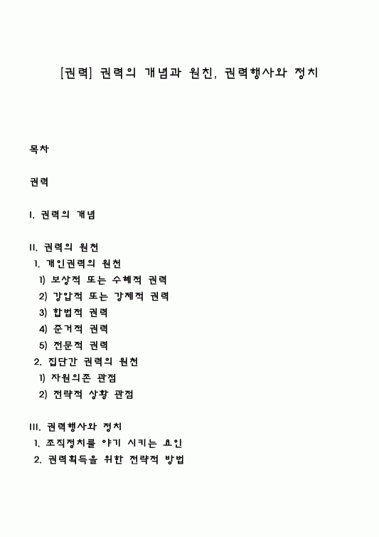 [권력] 권력의 개념과 원친 권력행사와 정치