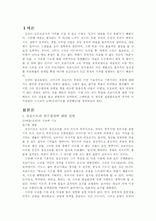 철학개론 레포트- 프로이트(무의식의세계)