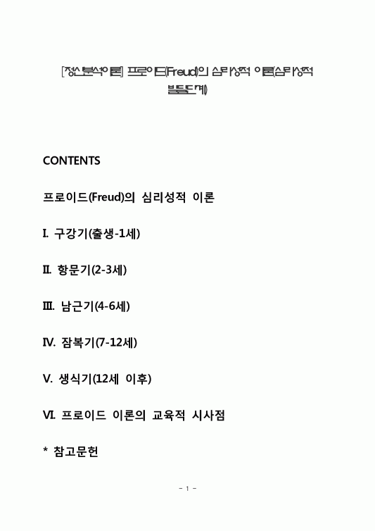 [정신분석이론] 프로이드(Freud)의 심리성적 이론(심리성적 발달단계)