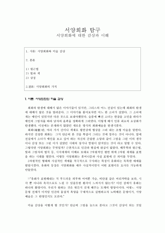 서양화를 감상하는 방법 (서양회화에 대한 감상과 이해)