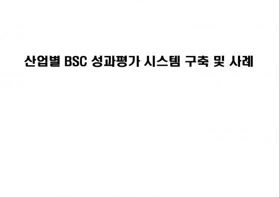 산업별 BSC 성과평가 시스템 구축 및 사례