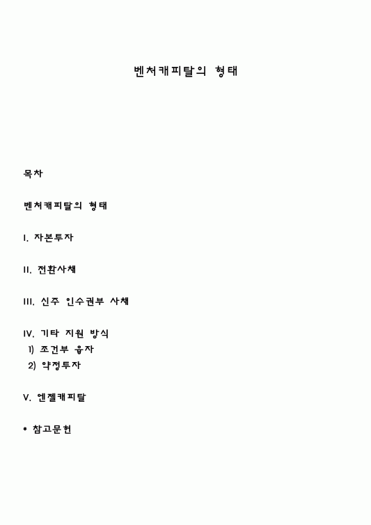 벤처캐피탈의 형태