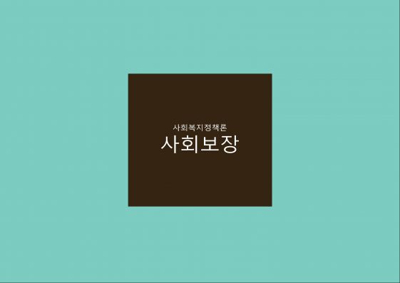 사회복지정책론 - 사회보장