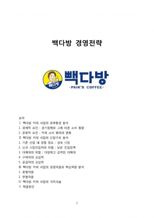 백다방 경영전략
