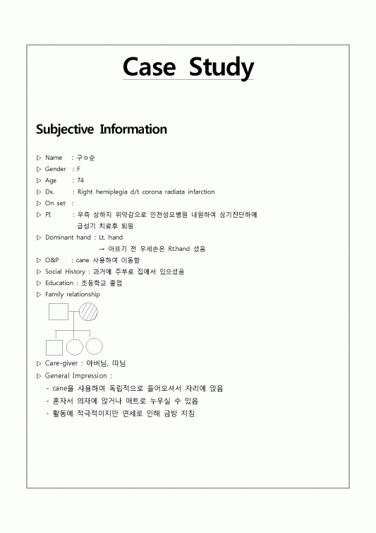 재활병원 Case Study - Right hemiplegia