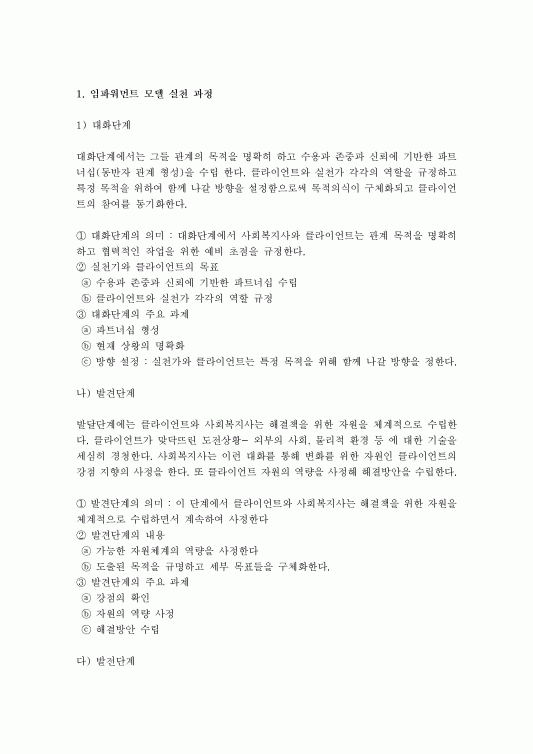 임파워먼트 모델에서 사회복지사의 역할