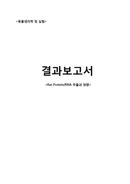 [생리학 생화학 실험]Rat 조직의 단백질 추출 정량 total rna 추출 실험 결과레포트