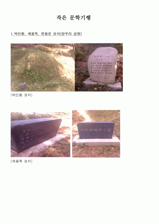 작은 문학기행 - 망우리 공원