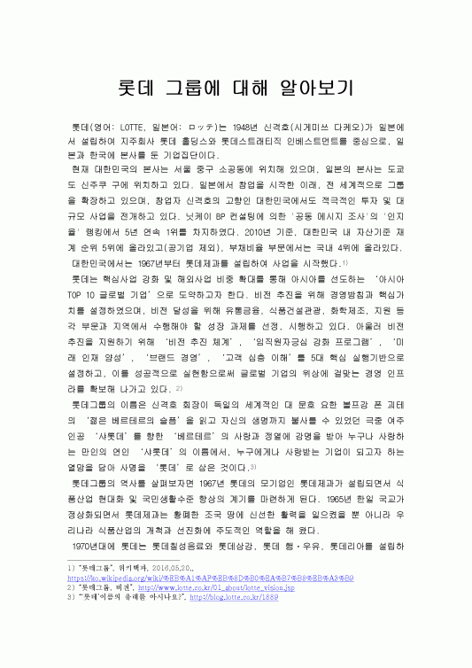 롯데 그룹에 대해 알아보기