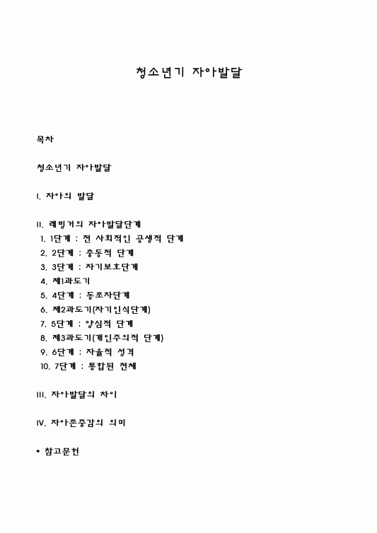 청소년기 자아발달