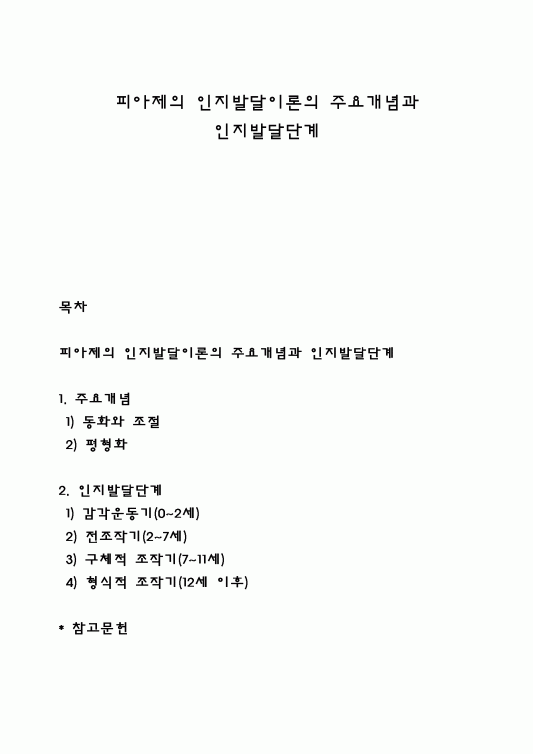 피아제의 인지발달이론의 주요개념과 인지발달단계