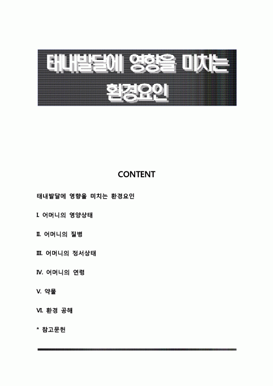 태내발달에 영향을 미치는 환경요인