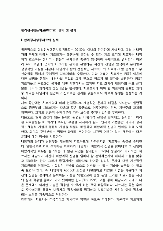 합리정서행동치료(REBT)의 실제 및 평가