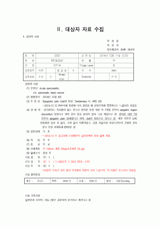 Acute pancreatitis (급성췌장염) case study