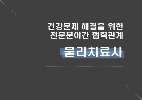 물리치료사 레포트 자료