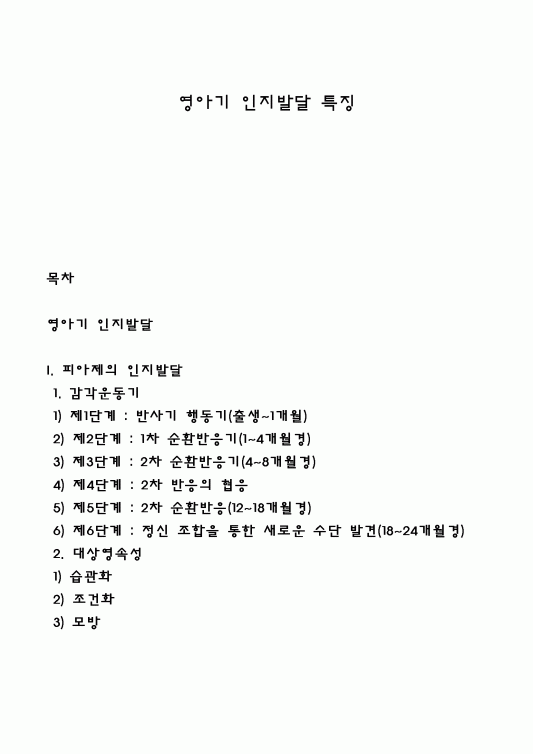 영아기 인지발달 특징