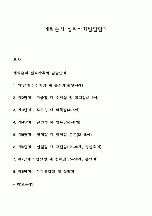 에릭슨의 심리사회발달단계