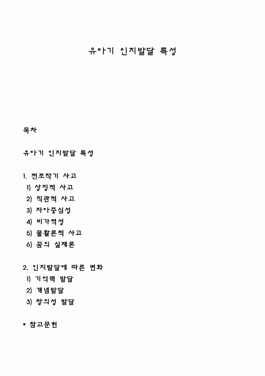 유아기 인지발달 특성