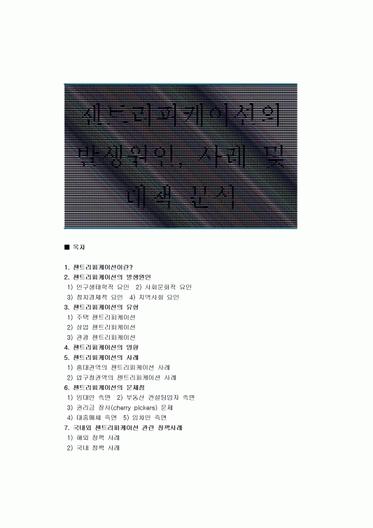 젠트리피케이션의 발생원인 사례 및 대책 분석