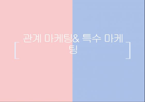 관계 마케팅& 특수 마케팅