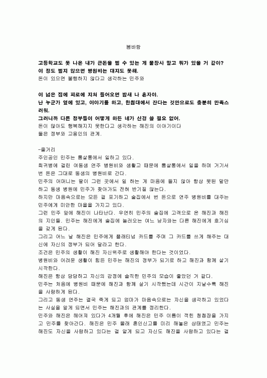 독후감 - 봄바람