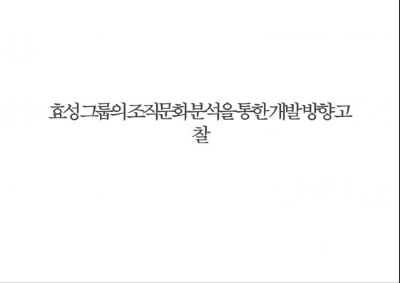 조직문화 분석효성 기업분석효성 기업현황효성 경영전략사례브랜드마케팅서비스마케팅글로벌경영사례분석