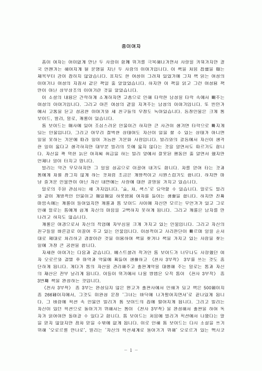 종이여자 레포트 자료