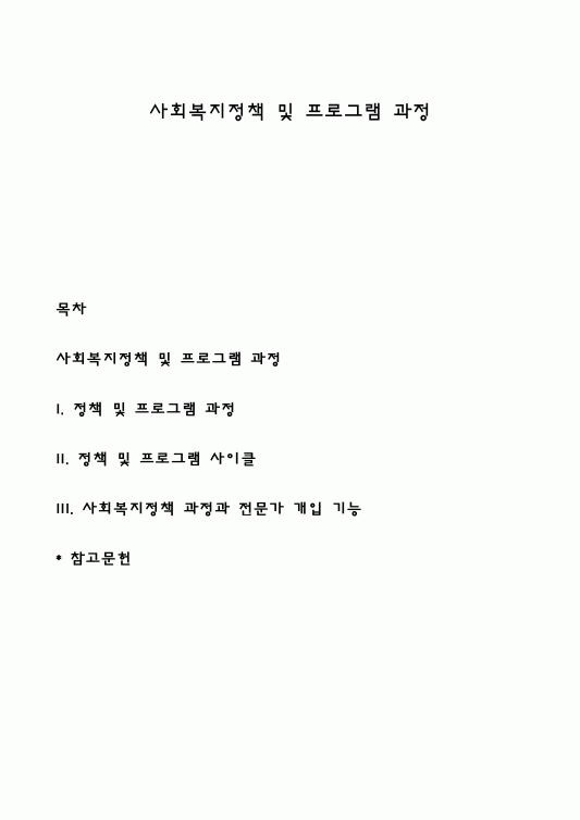 사회복지정책 및 프로그램 과정