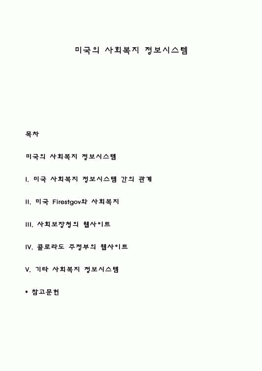 미국의 사회복지 정보시스템