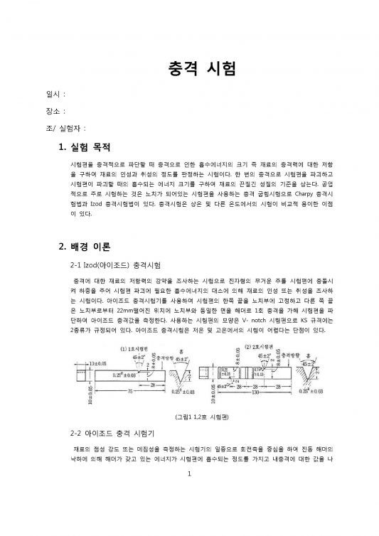 고체역학실험 재료역학실험 아이조드충격 실험 보고서