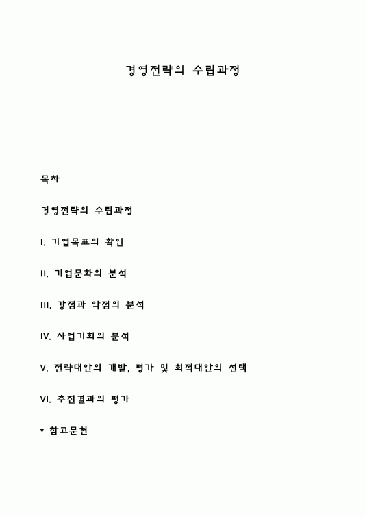 경영전략의 수립과정