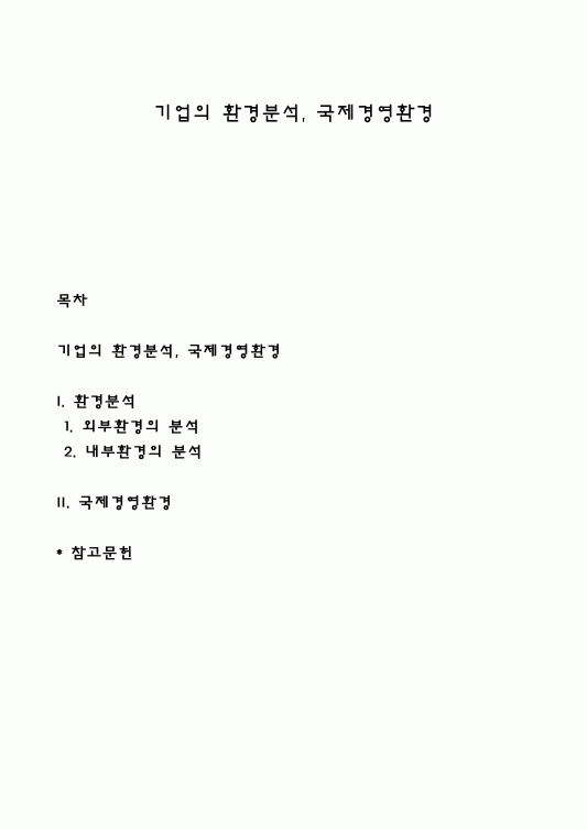 기업의 환경분석 국제경영환경 레포트