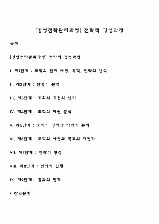 [경영전략관리과정] 전략적 경영과정