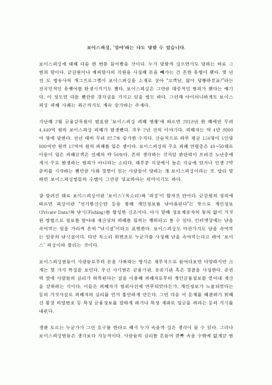 보이스피싱에 관해 다룬 특집기사