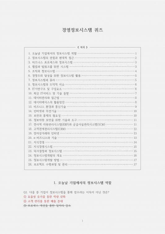 [시험자료] 경영정보시스템 퀴즈