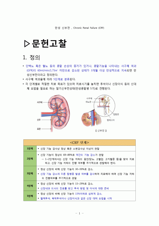 성인간호학 실습case study - 만성신부전