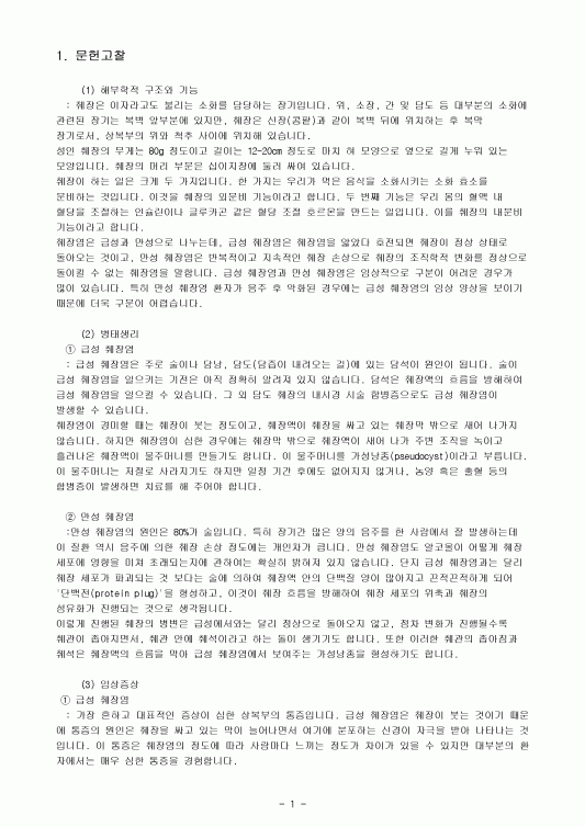성인간호 응급실 사례 췌장염